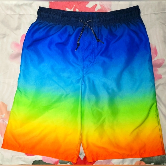 wonder nation | Swim | Colorful Gradient Blue Green Yellow Orange Boys ...